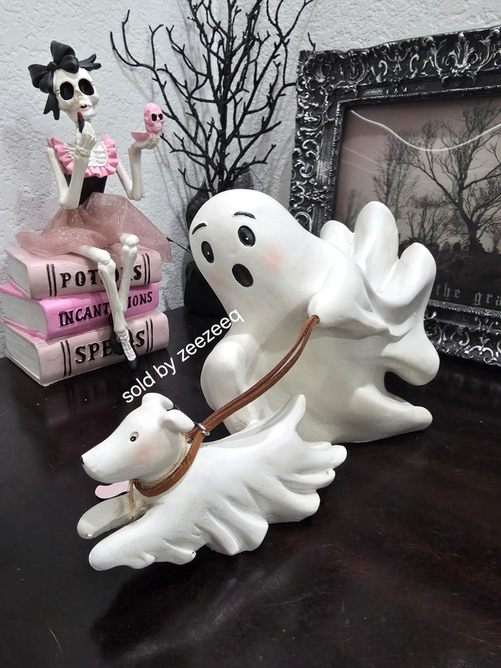 Goblin And Ghoul Ghost Walking Dog Halloween Figurine Spooky Ghost Dog ...