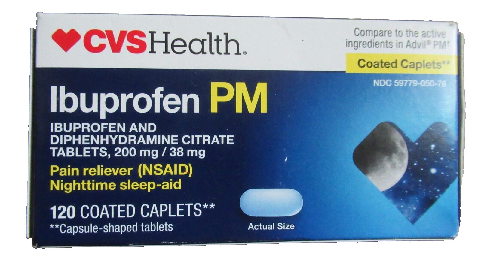 CVS Health Ibuprofen PM 200mg Pain Reliever Nighttime Sleep-aid 120 ...