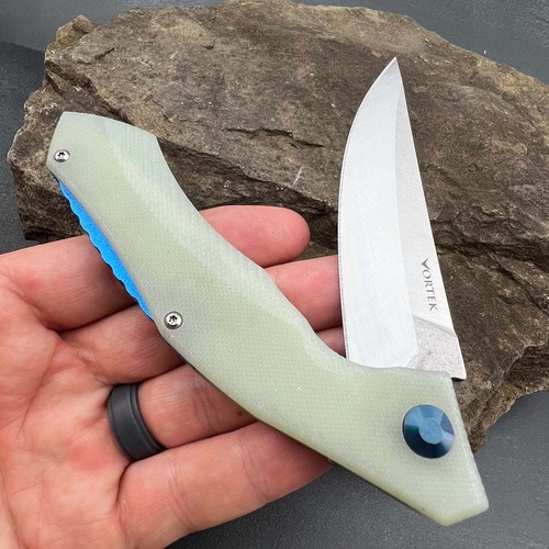 VORTEK SCIMITAR Jade G10 Ball Bearing D2 Blade Folding Flipper EDC ...