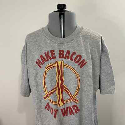 Make Bacon Not War Size Medium? Men's T Shirt Peace Gray Humorous Gag ...