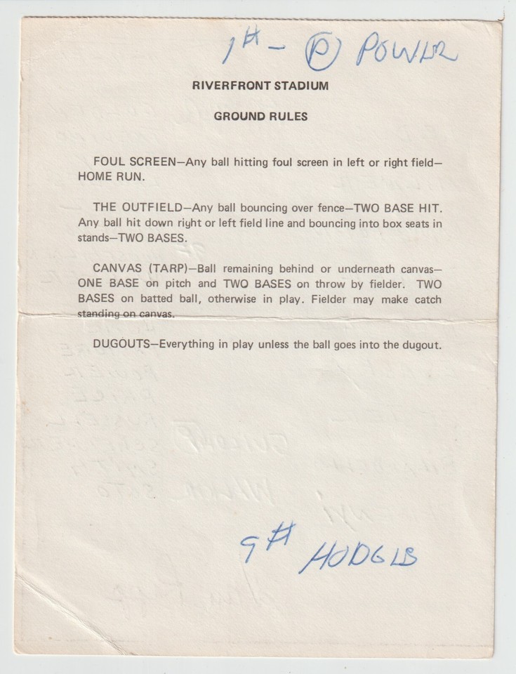 4-4-84 Cincinnati Reds - Game Used Lineup Card - Dave Parker & Dave ...