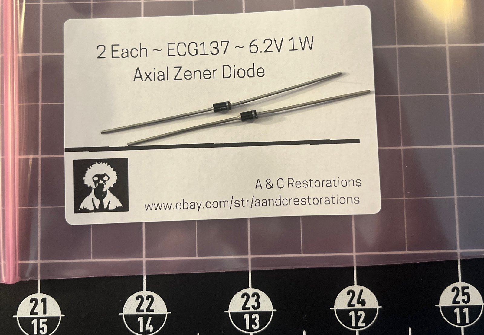 2 Each ~ ECG137 ~ 6.2V 1W ~ Axial Zener Diode ~ NOS | eBay