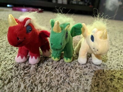 McDonalds Neopets Flying Unicorn Lot of 3 Plush Uni Toy Red Yellow ...