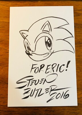 Steven Butler Autographed Signed Sketch of "SONIC Hedgehog" to Eric ...