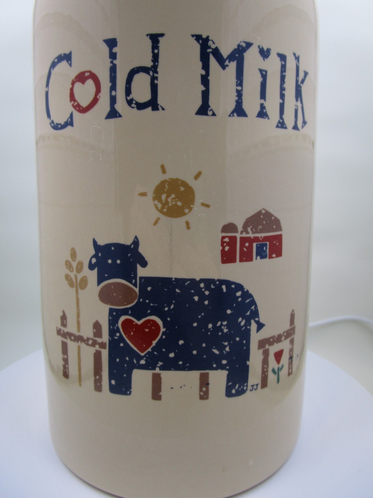 Ceramic Cold Milk Jug Bottle 10" tall with Barnyard design with cow | eBay