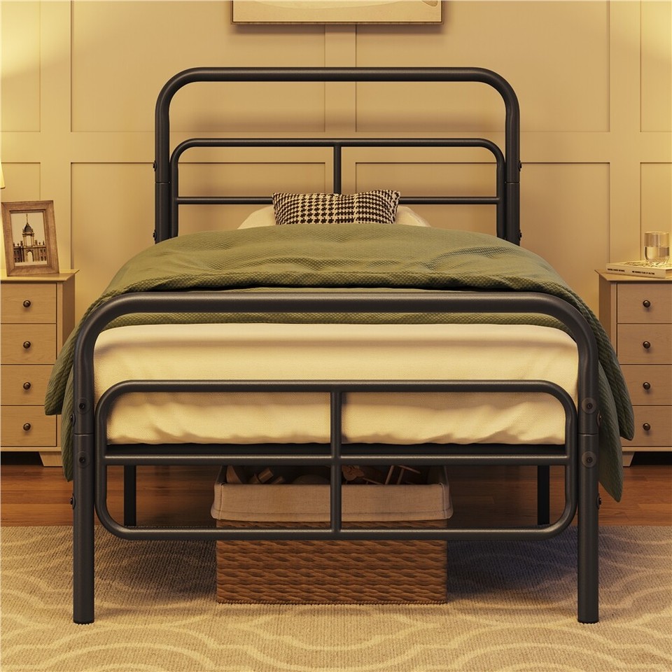 Modern Metal Bed Frame Platform Bed Frame with Geometric Pattern ...