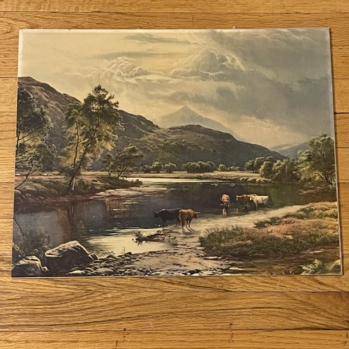 Sidney Richard Percy Lithograph On Board Art Print Cows Water Betws-y ...