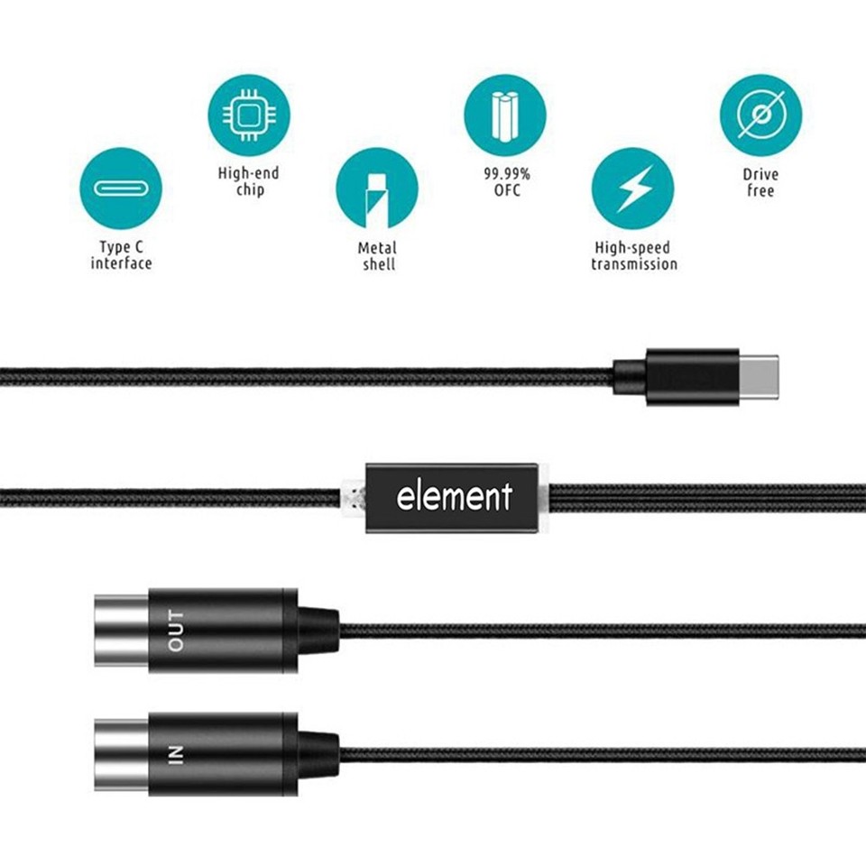 MIDI to USB C Type C Cable USB MIDI Converter with Indicator Light ...