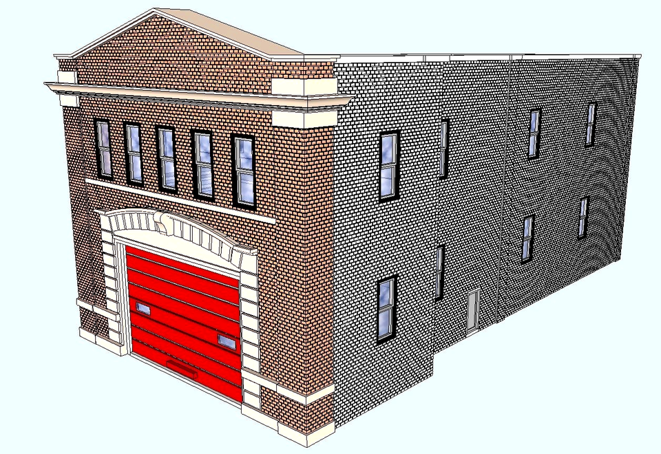 3D Printed Hook and Ladder Fire Station. Printed in Color. Ready to ...