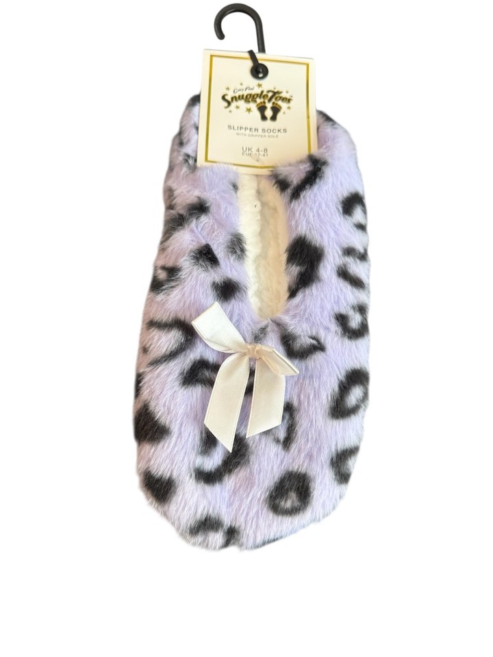 Ladies Soft & Cosy Plush Sherpa Lined Gripper Sole Slippers by Snuggle ...