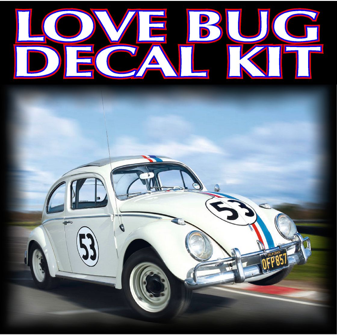 Herbie Love Bug Vehicle Decal Reproduction Kit VW w/ extra stripe ...