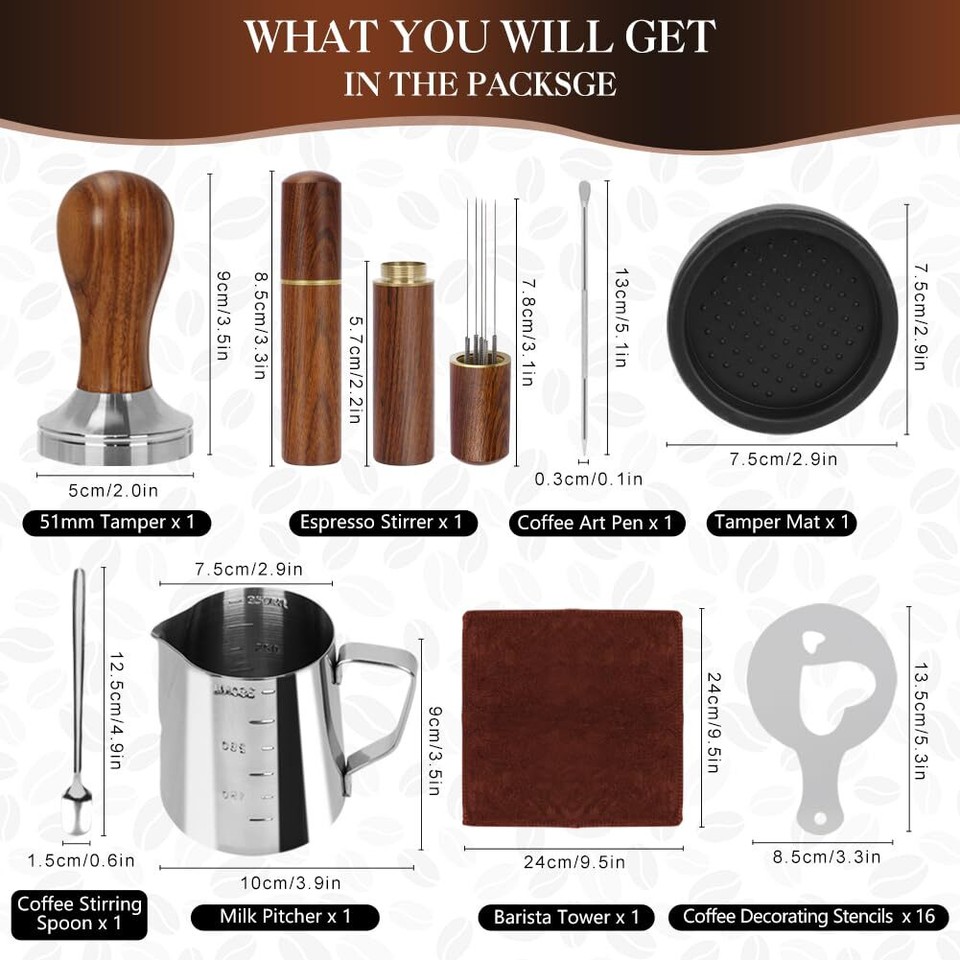 23 Pcs Coffee Tamper Set Espresso Accessories Kit Barista Kit With ...