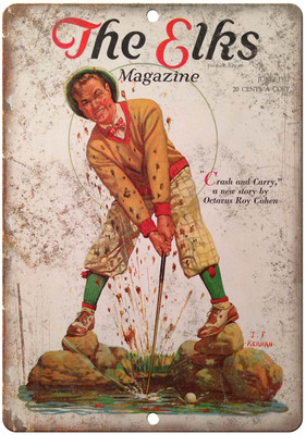 The Elks Magazine Golf vintage ad Crash and Carry 12" x 9" retro metal ...