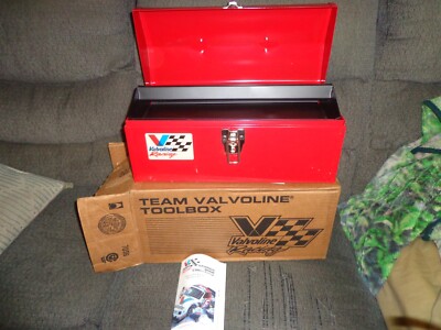 1992 VALVOLINE RACING METAL TOOL BOX - Red w/ Removable Tray & Brochure ...