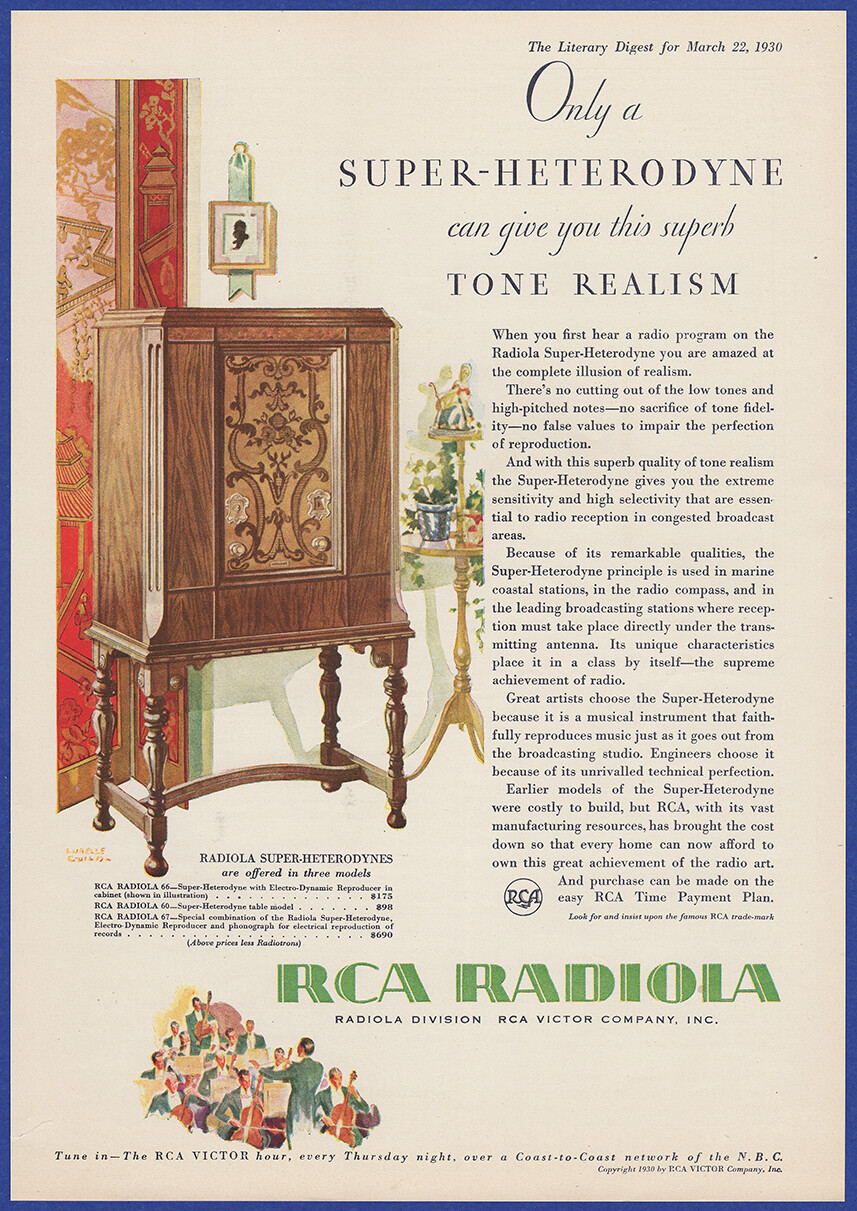 Vintage 1930 RCA RADIOLA Super Heterodyne Tube Radio Ephemera 30's ...