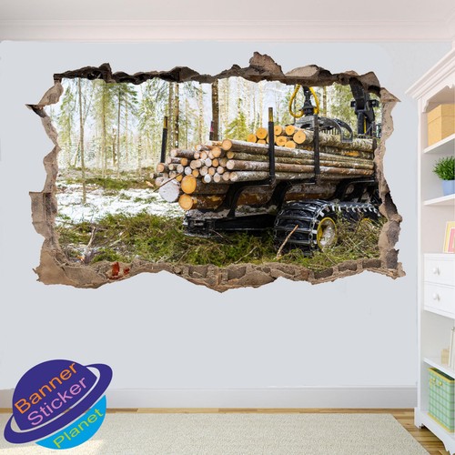 LOGGING FOREST WALL STICKERS POSTERS ART DECALS MURALS ROOM OFFICE ...