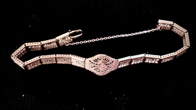 VINTAGE ART DECO 14K WHITE GOLD WITH A DIAMOND FILIGREE BRACELET ...