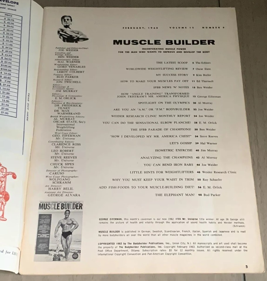 GEORGE EIFERMAN - Muscle Builder Bodybuilding Magazine - February 1963 ...