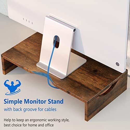 Zimilar 2 Pack Monitor Stand Riser, Wood Monitor Riser for 2 Monitors ...
