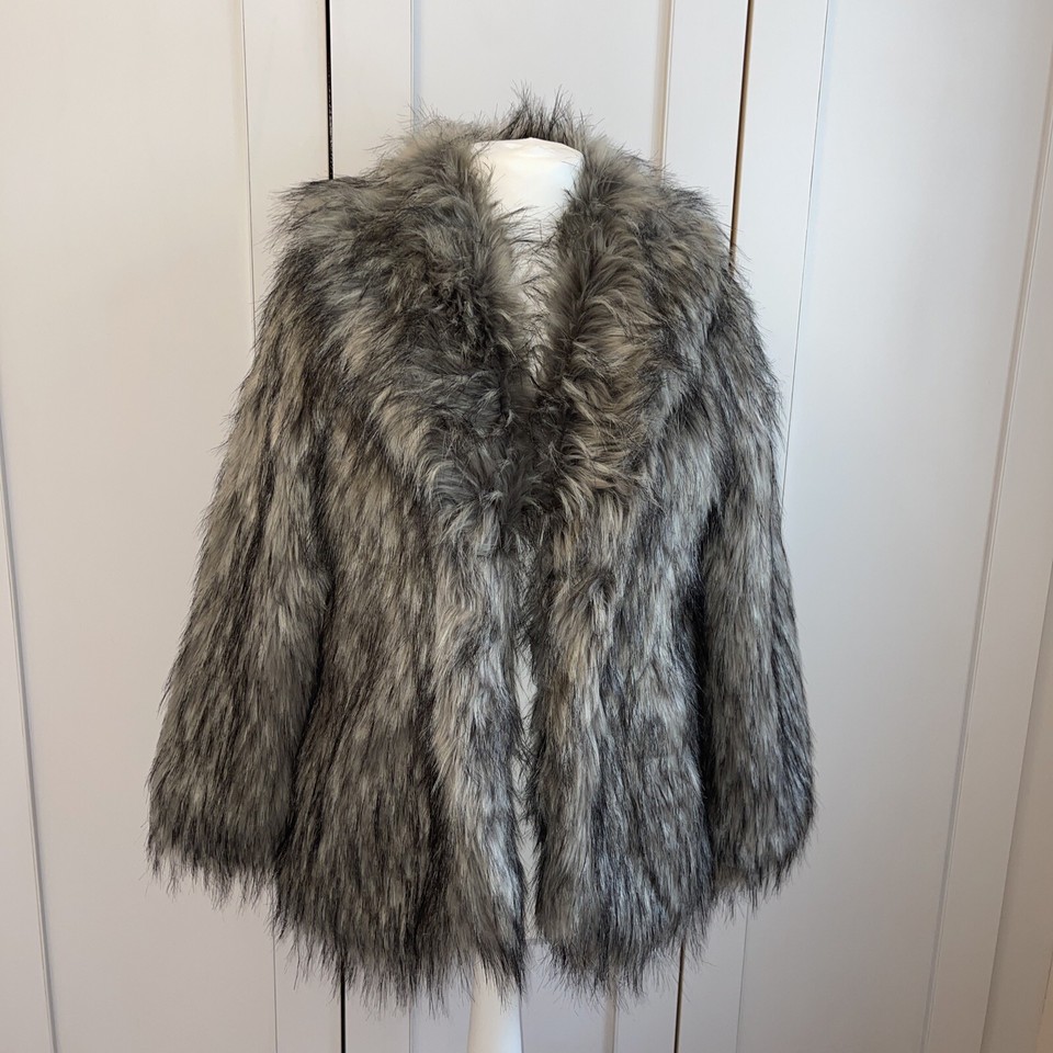 Grey Faux Fur Coat U.K. 16 by Label Lab New Without Tags | eBay UK