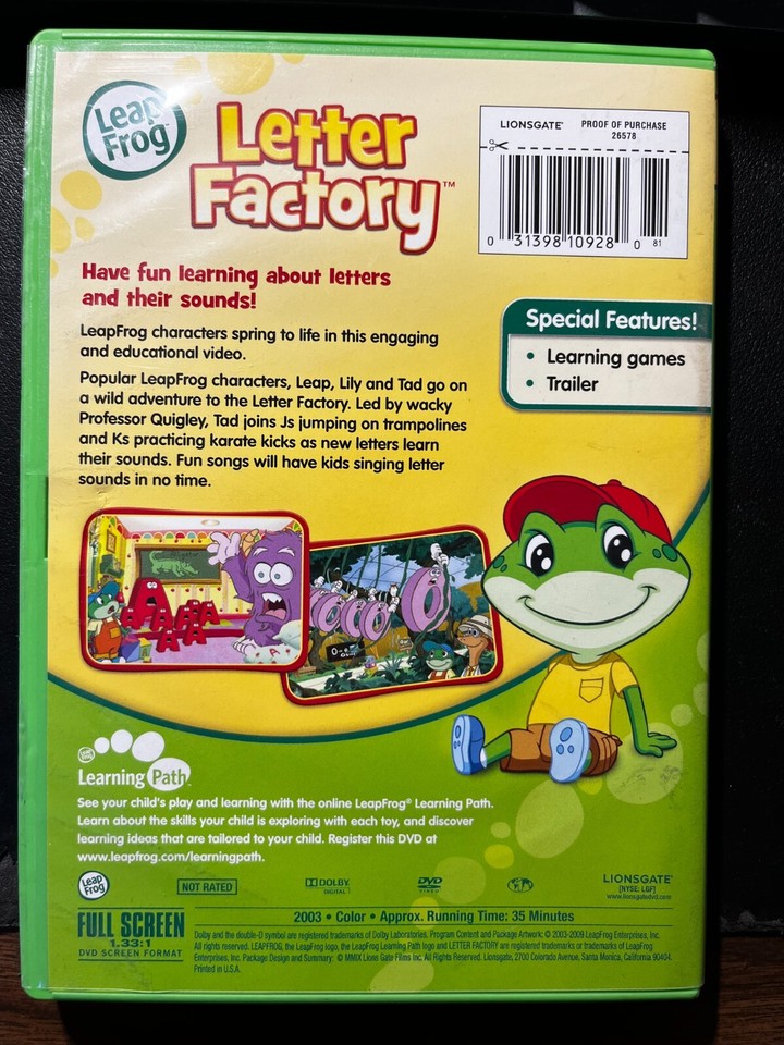 Leap Frog Letter Factory Early Reading Skills Very Good DVD | eBay