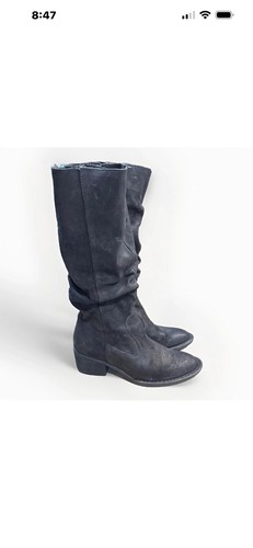 Born Doyle Riding Boots Women’s 8.5 Black Distressed Suede Leather Knee ...