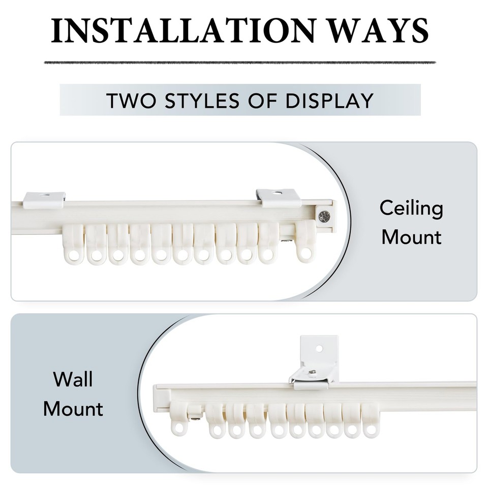 RYB HOME Blackout Room Divider 100"W x 84"L (Pack of 1), Flexible Track ...
