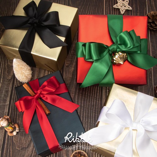 1-Inch Red Satin Ribbon 25 Yards Double-Faced for Bows Gift Wrapping ...