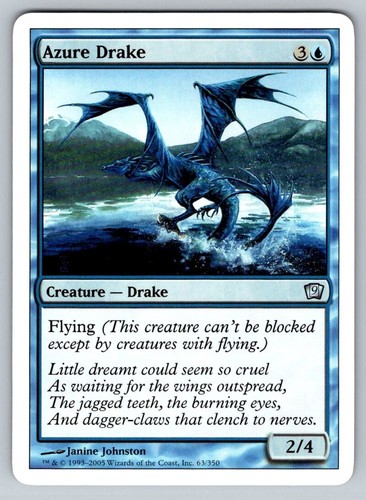 MTG Magic the Gathering 9th Edition Uncommon NM Azure Drake 63/350 | eBay