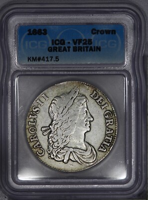 1663 Crown Great Britain KM# 417.5 ICG VF25 LB | eBay