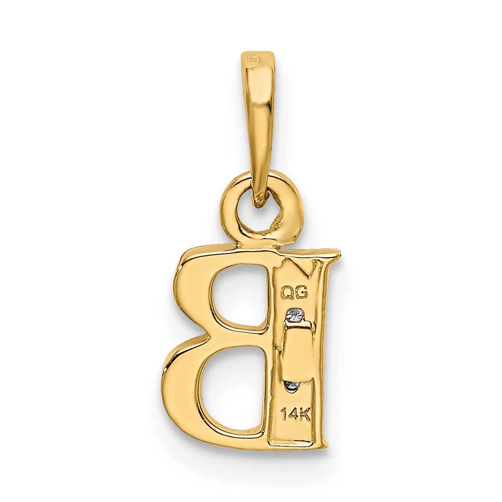 14K Gold with Rhodium Diamond Letter B Initial Pendant 0.3 x 0.5 in ...