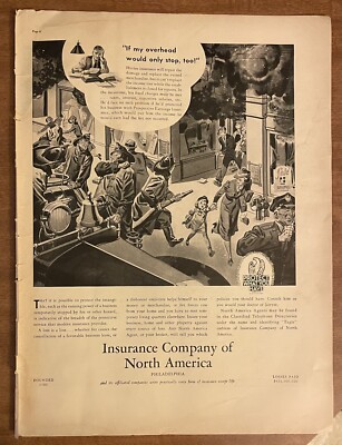 1938 Insurance Company of North America Firemen Firefighters Art 1930s ...