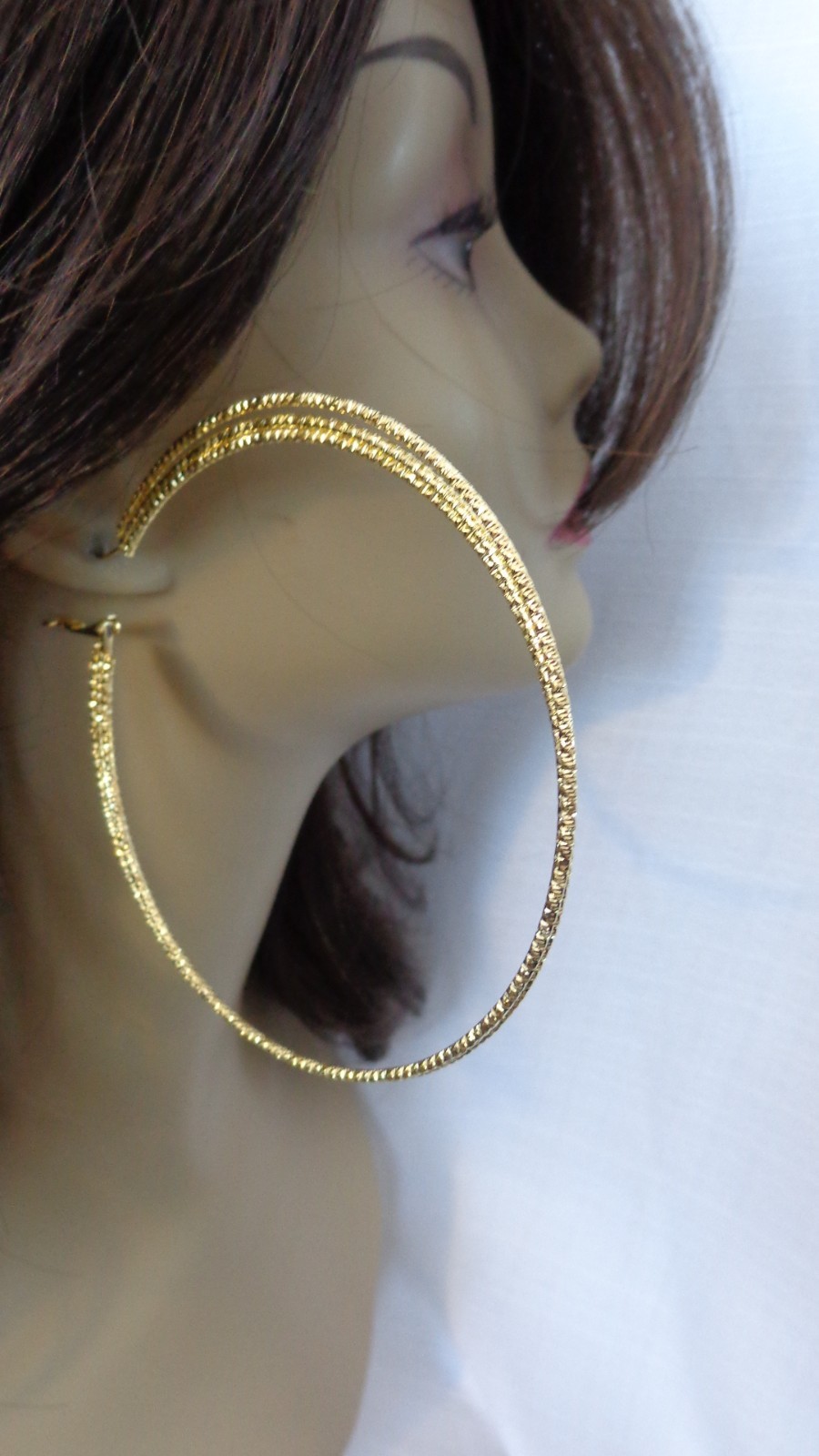 LARGE 4 inch HOOP EARRINGS TRIPLE TWIST TEXTURE HOOP EARRINGS GOLD OR ...
