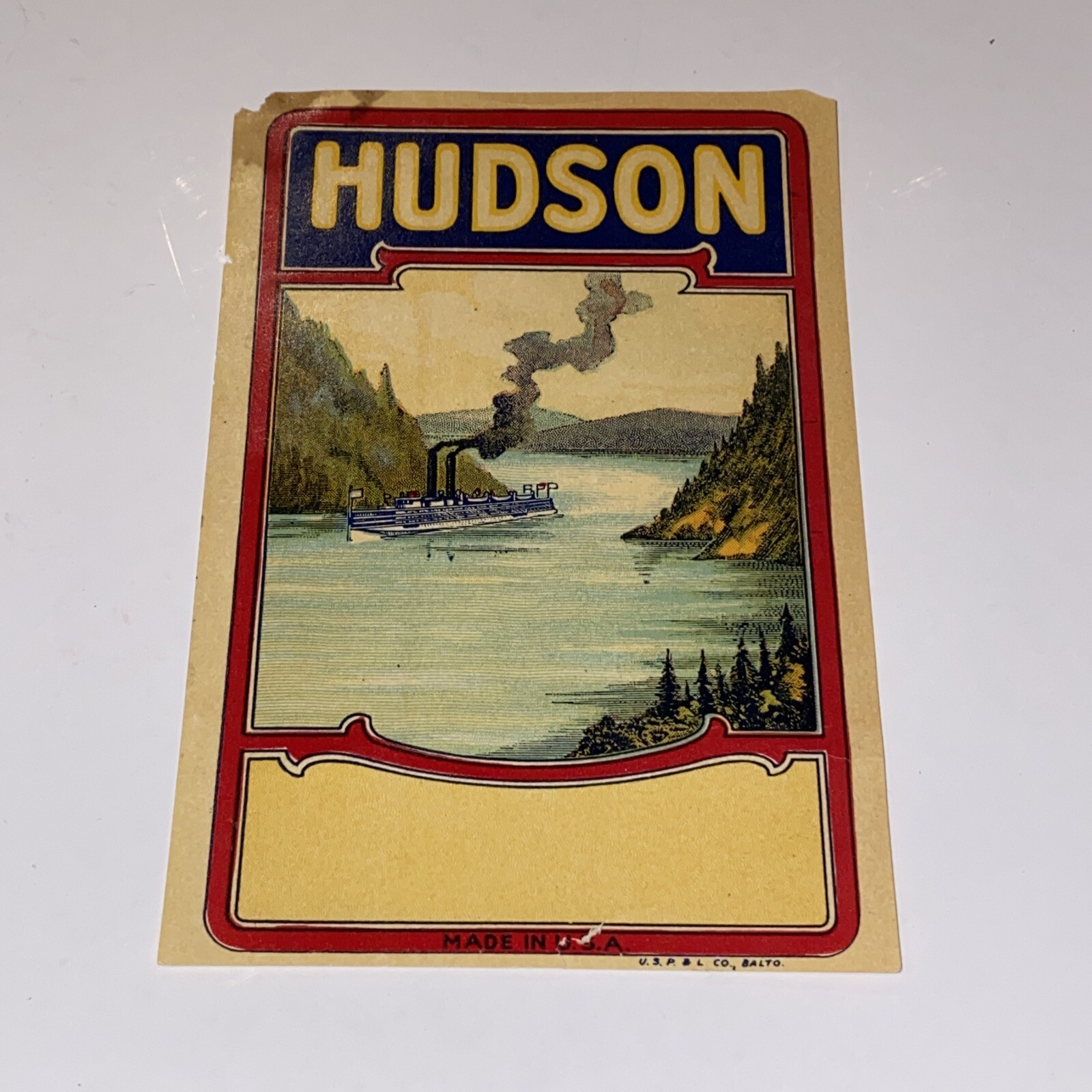 VINTAGE 1920'S HUDSON BROOM LABEL ADVERTISING SHIP HUDSON RIVER | eBay