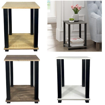 Small 2 Tier Gloss Finish Side Table With Shelf Bedroom Coffee Tea End ...