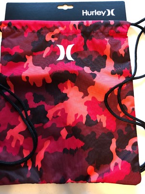 New Hurley Honor Roll Printed Cinch Sack Drawstring Beach Pool Gym Bag ...