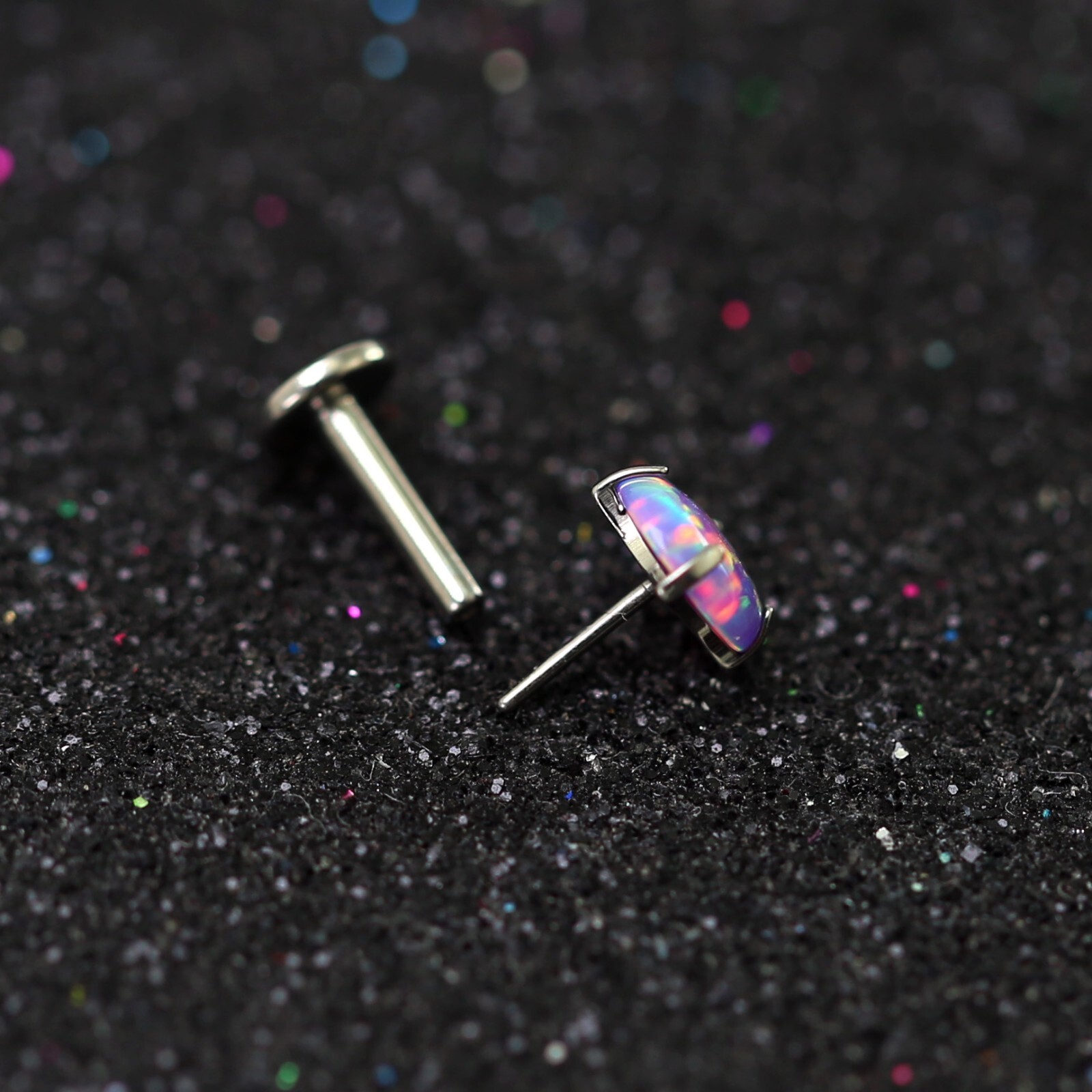 Opal Push Pin Stud Ring Bar Labret Lip Ear Earrings Conch Helix Tragus ...