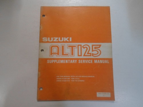 1985 Suzuki ALT125 Supplémentaire Service Atelier Manuel Fondu Usine ...