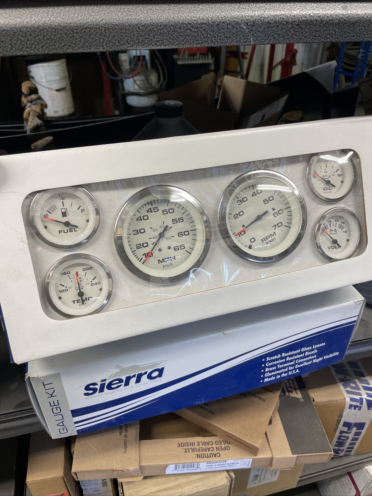 Sierra Marine Gauge Kit White Chrome 67653P Instrument Set | eBay