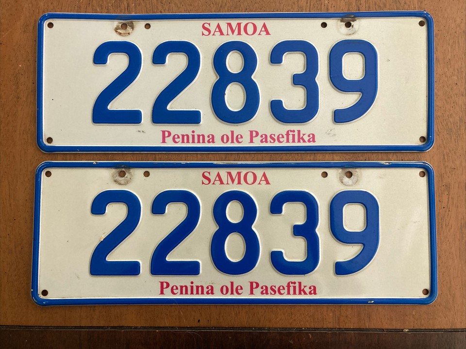 Pair 2000 Samoa License Plate Tag Penina ole Pasefika | eBay