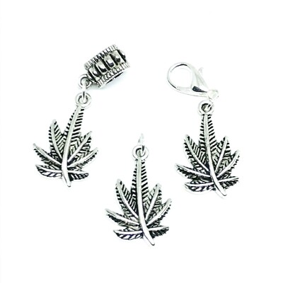 Marijuana Leaf Charms Pot Cannabis Weed Dangle Charm Pendant Bead Clip ...
