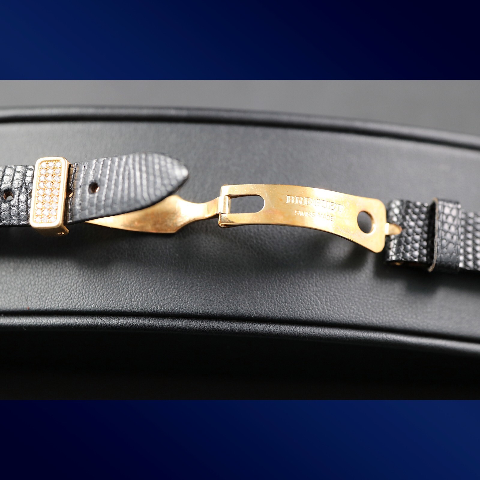 Breguet Clasp 18K YG with diamond – Come with black strap - 14mm | eBay