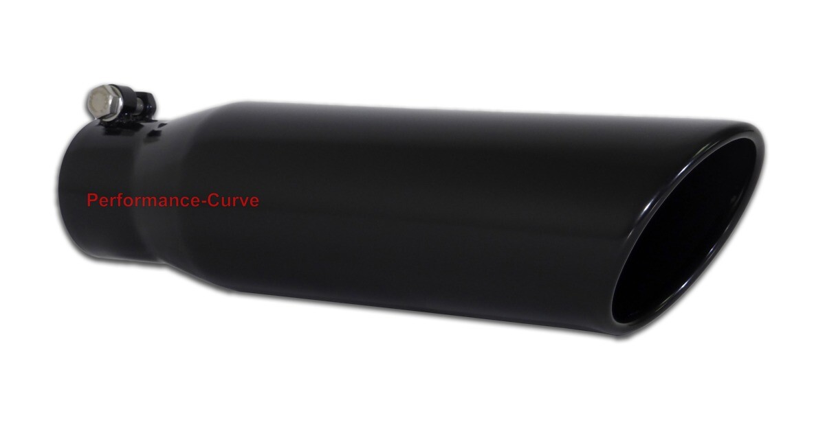 Black Stainless Steel Exhaust Tip Angle Cut - 3" Inlet - 4" Outlet - 15 ...