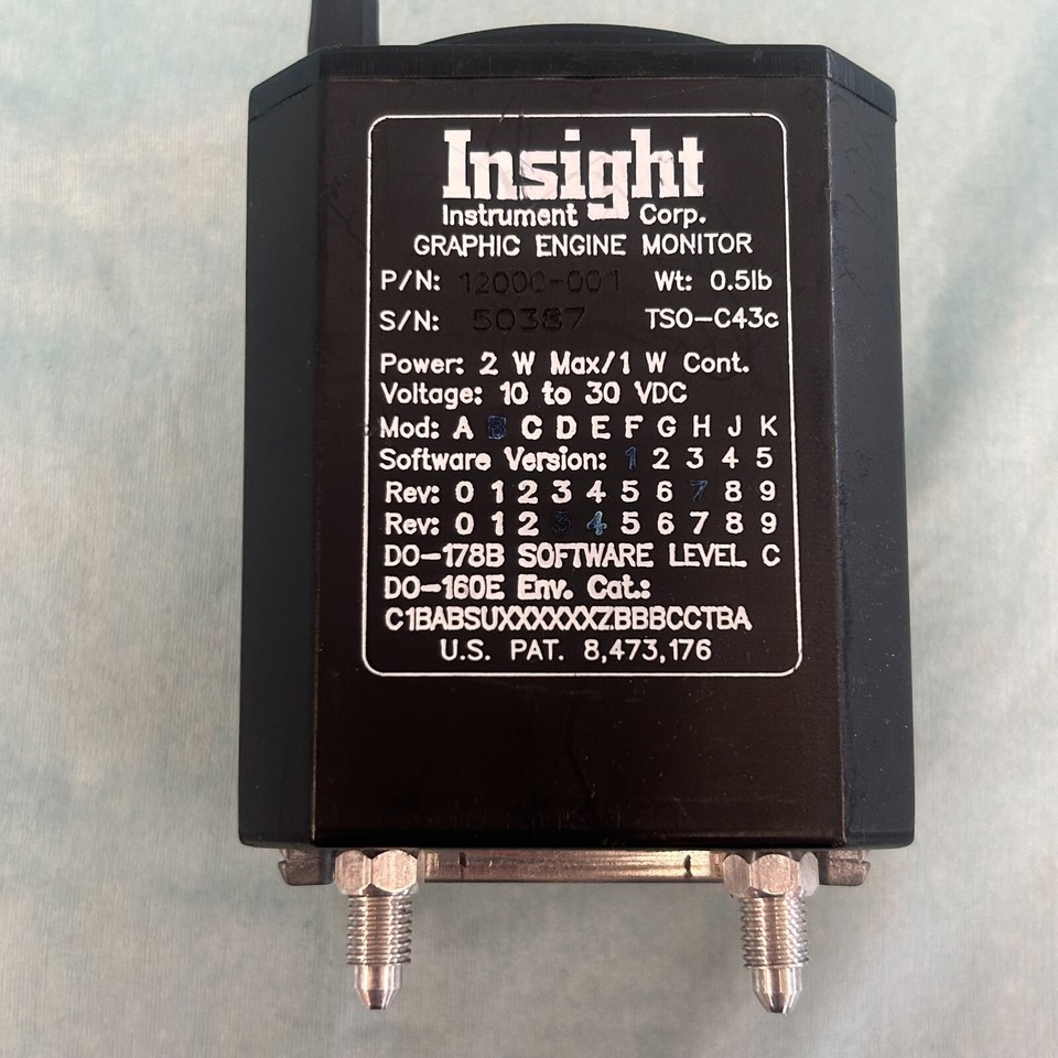 1200C-001 G4 Insight Graphic Twin Engine Monitor Display System Sensors ...