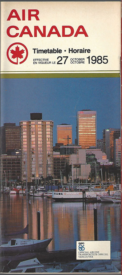 Air Canada US system timetable 10/27/85 [7083] Buy 4+ save 25% | eBay