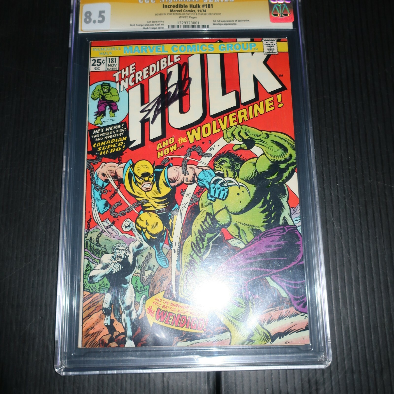 Incredible Hulk #181 Marvel 1974 1st App. Wolverine CGC 8.5 , Signature ...