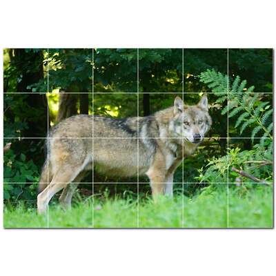 Wolf Ceramic Tile Wall Mural PT501240. 36" W x 24" H (24) 6x6 tiles | eBay