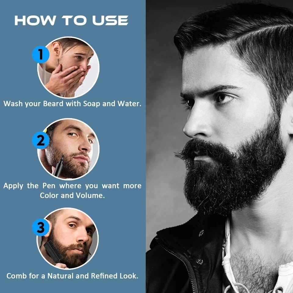 2pcs Men Beard Filling Pen Hair Grower Waterproof Filler Moustache ...