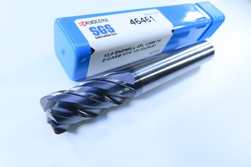 NEW 12MM KYOCERA 46461 SGS Z-CARB-HTA ZH1M SOLID CARBIDE END MILL LATHE ...