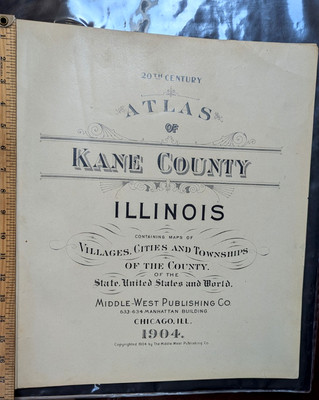 IL, IN, MI, OH, WI - 1871 Vintage Kane Counties Il Atlas